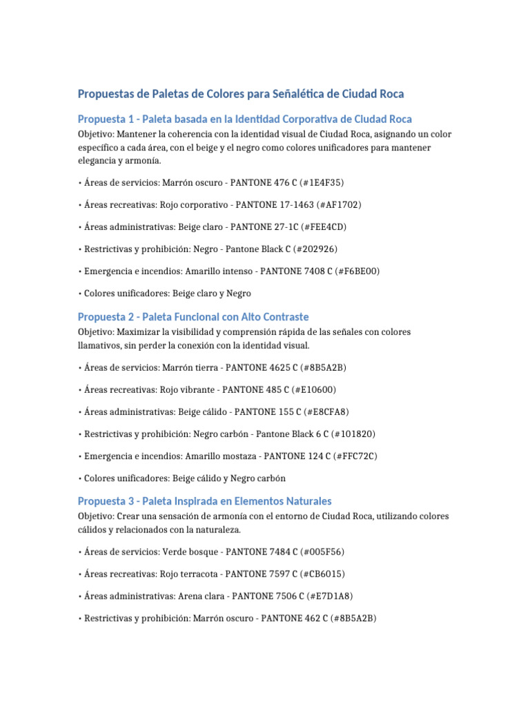 Paletas de Colores para Señalética Ciudad Roca | PDF