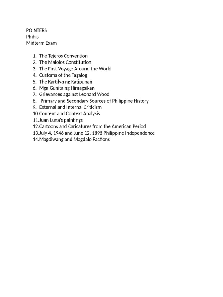 Pointers Midterm Phihis | PDF