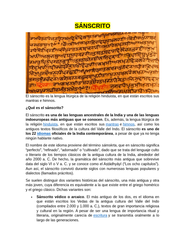 SANSCRITO | PDF | sánscrito | Lingüística