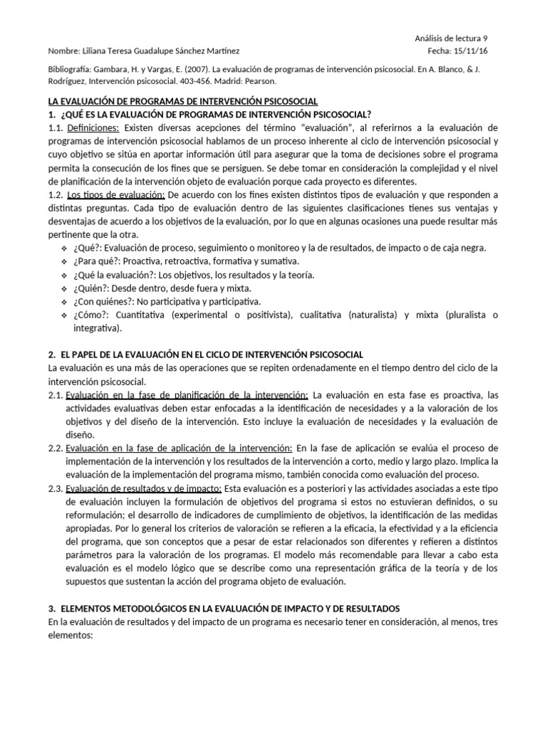 La Evaluacion de Programas de Intervenci | PDF | Datos | Evaluación