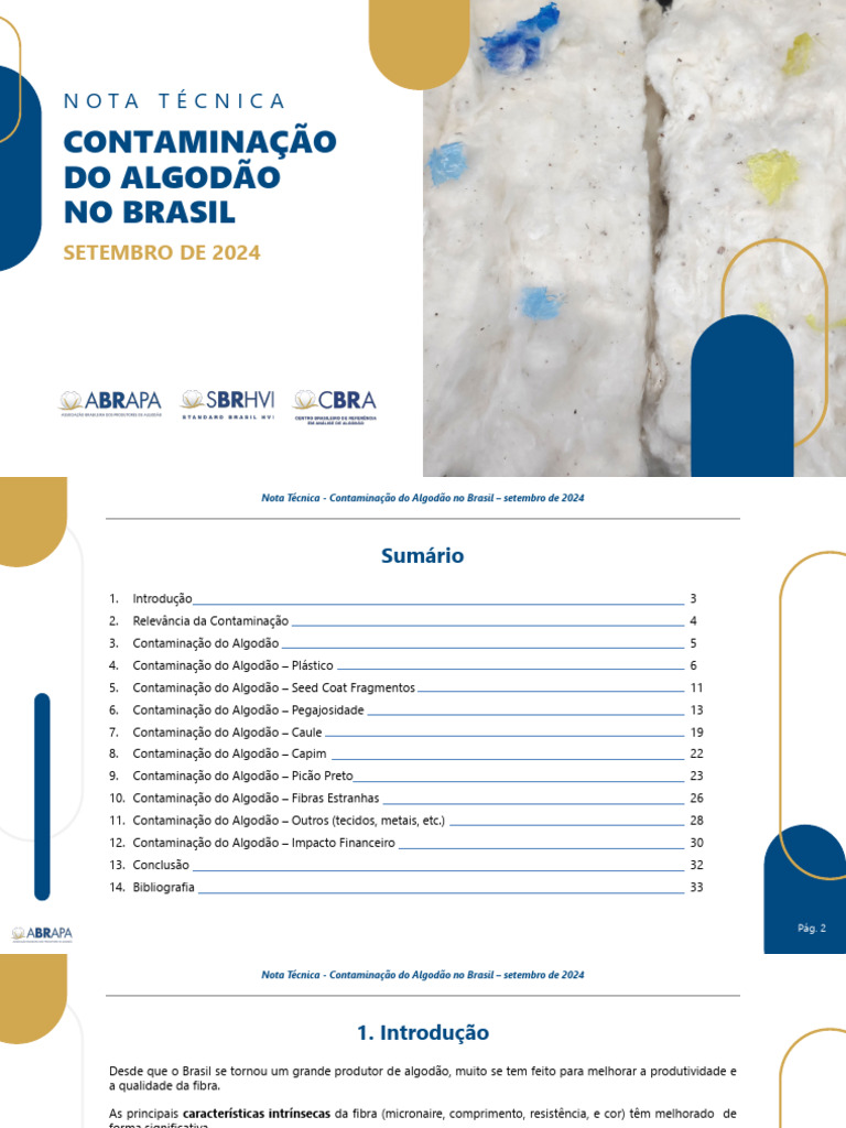 Nota Tecnica - Contaminacao. Versao de 24.09.24 | PDF | Algodão | Plástico