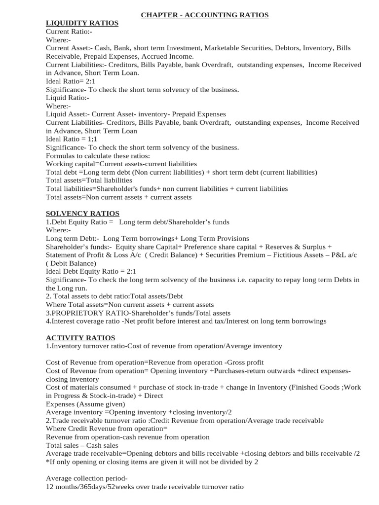 Chapter 14 Accounting Ratios | PDF | Revenue | Expense