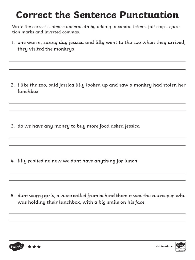 T L 4010 Correct The Sentence Punctuation Activity Sheets Phase 23 Ver ...