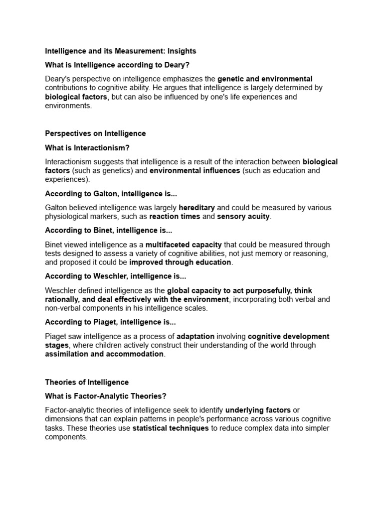Measuring Intelligence: Key Insights | PDF | Wechsler Adult ...