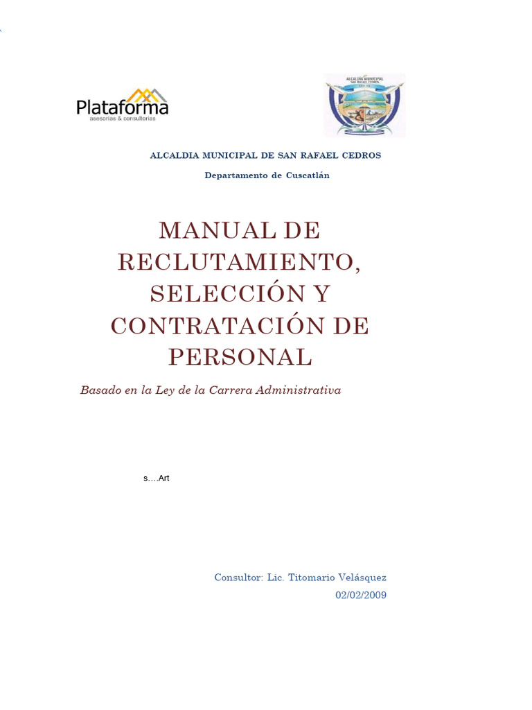 Manual de Reclutamiento Seleccion y Contratacion de Personal | PDF | Reclutamiento | Alcalde