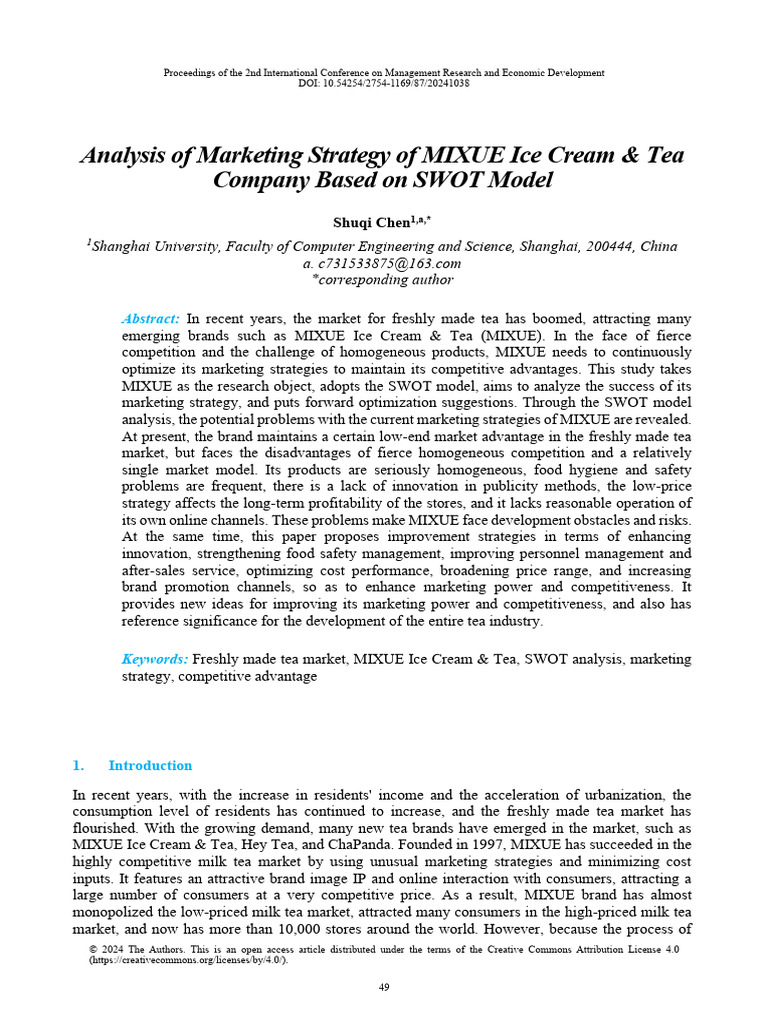 MIXUE Marketing Strategy SWOT Analysis | PDF | Brand | Marketing