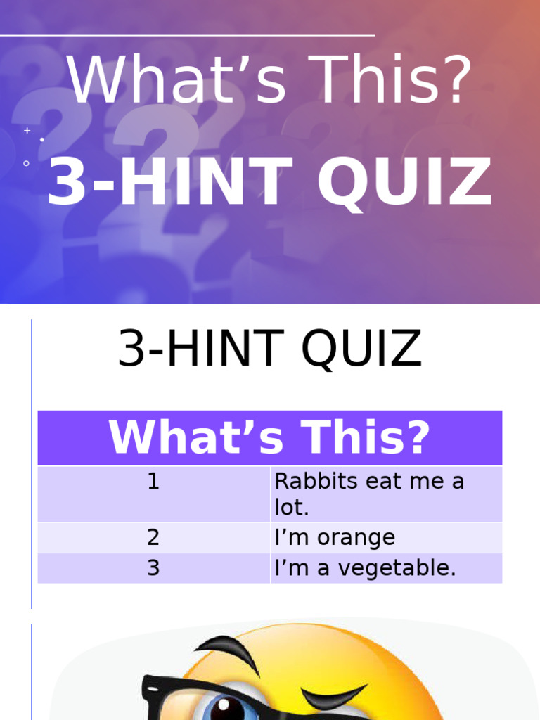 3-HINT QUIZ - What's This Quiz Grade3 Asakawa | PDF