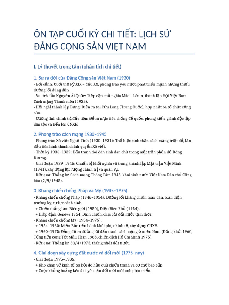 On Tap Chi Tiet Lich Su Dang | PDF