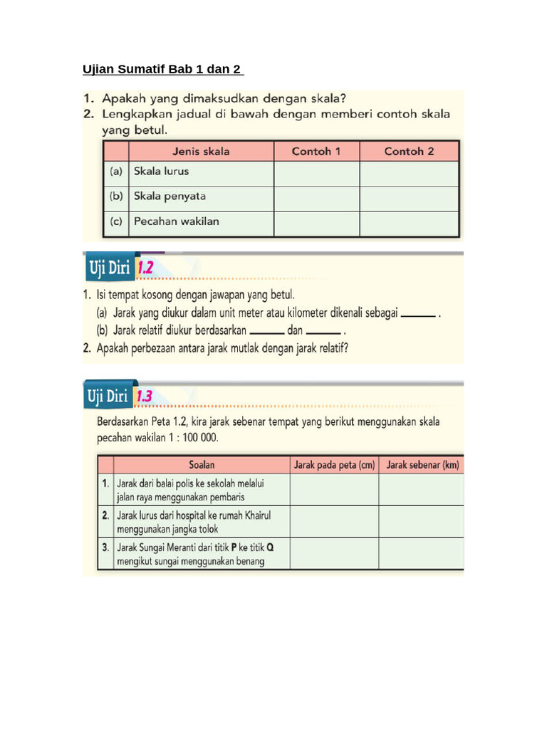Ujian Sumatif Bab 1 Dan 2 | PDF