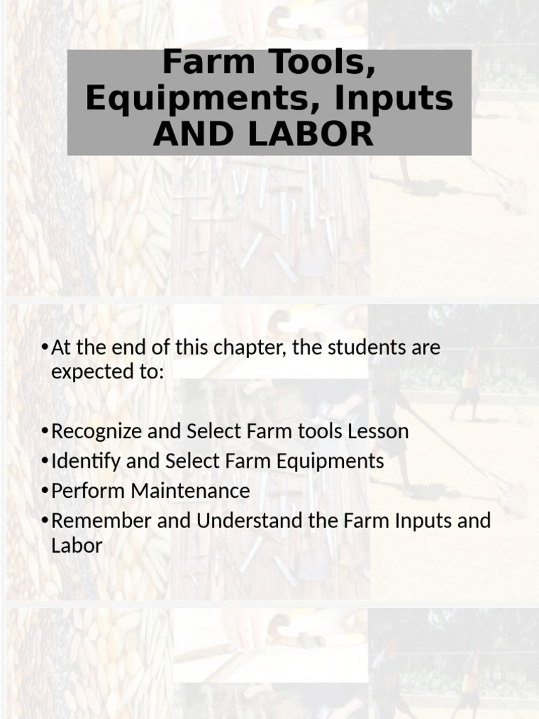 Essential Farm Tools and Equipment Guide | PDF | Agricultural Machinery ...