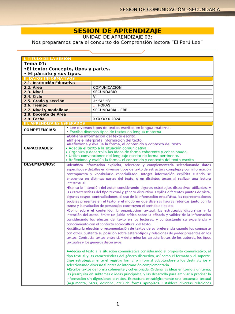3° Sesion Actv 01 Comunicación 2024 | PDF | Aprendizaje | Enseñando