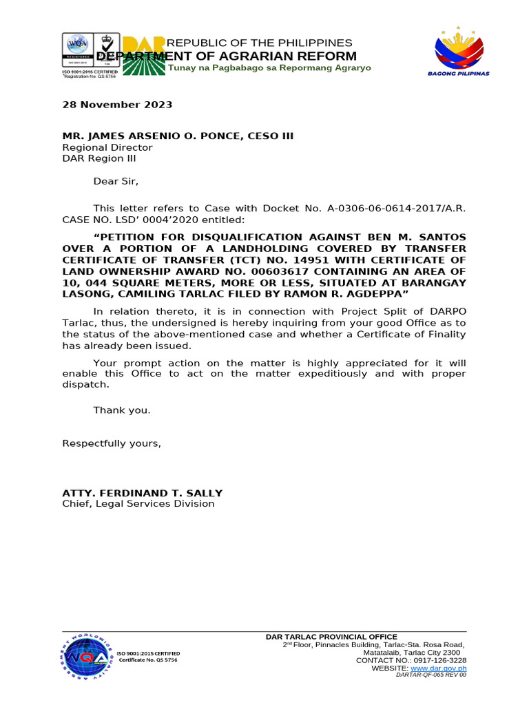 Letter to Regional Director Ponce | PDF