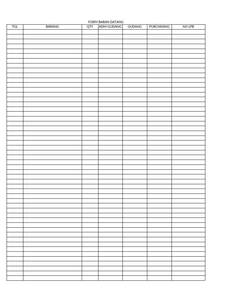 Form Barang Datang | PDF