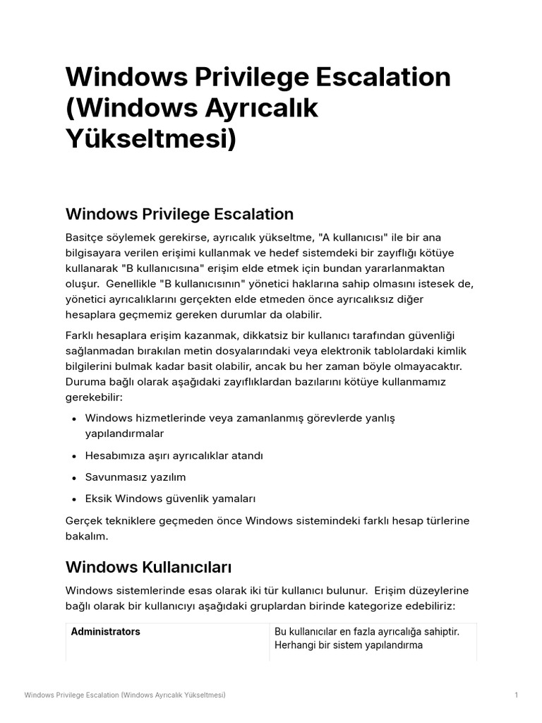 Windows Privilege Escalation | PDF
