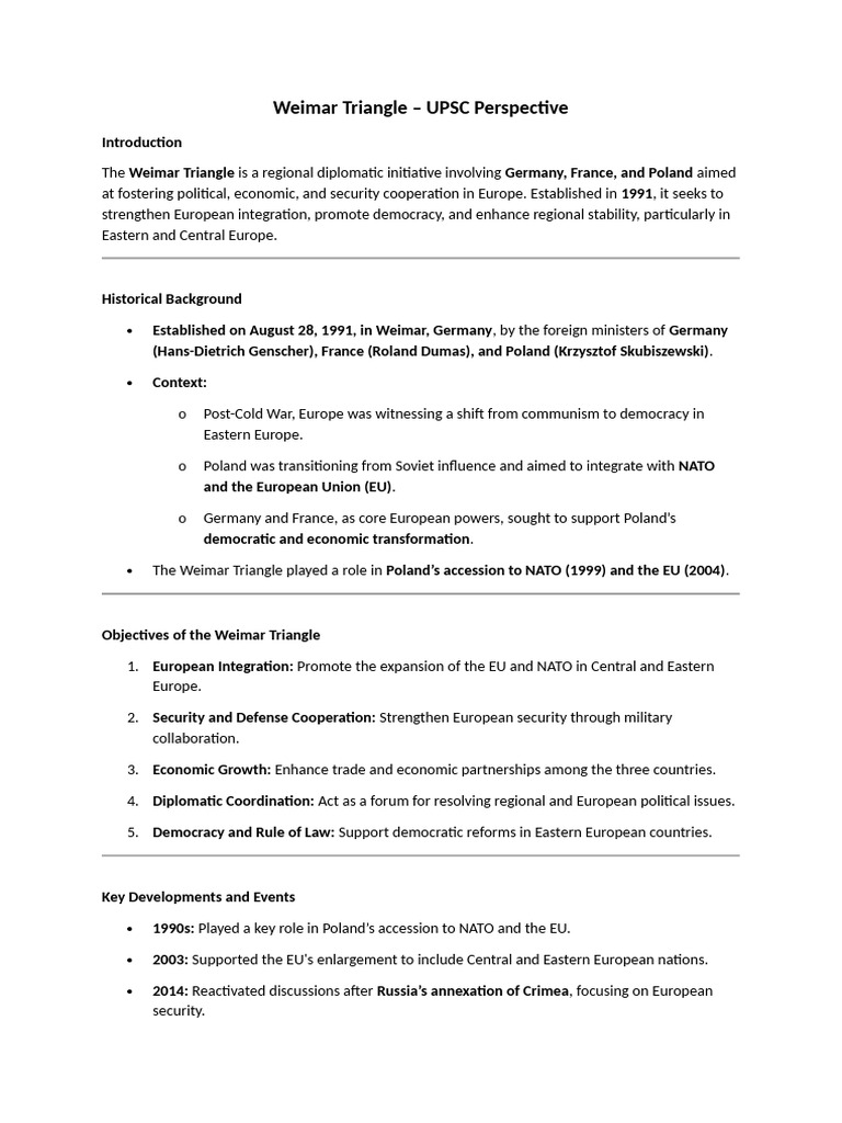 Weimar Triangle | PDF | European Union | Nato