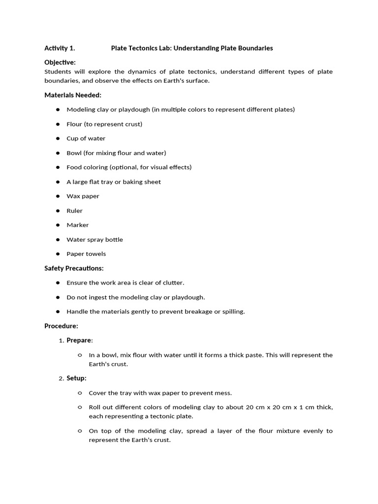 Activity 1 Plate Tectonics | PDF | Plate Tectonics | Earth