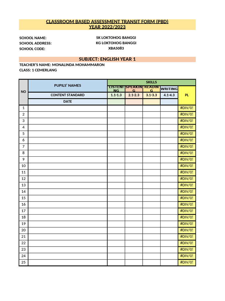 TRANSIT FORM ENG Y1 (OVERALL) | PDF