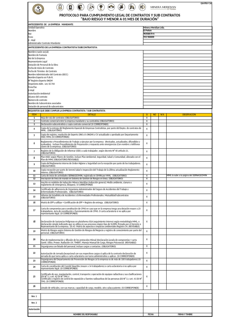 Protocolo Cumplimiento Legal Eecc | PDF