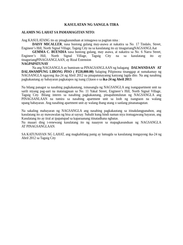 Kasulatan NG Sangla | PDF