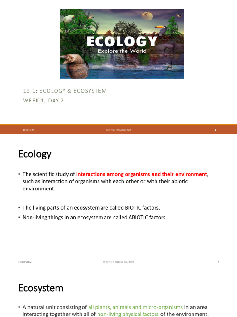 Biology CIE IGCSE 19.1-19.3 Ecology & Ecosystems | PDF | Ecosystem ...