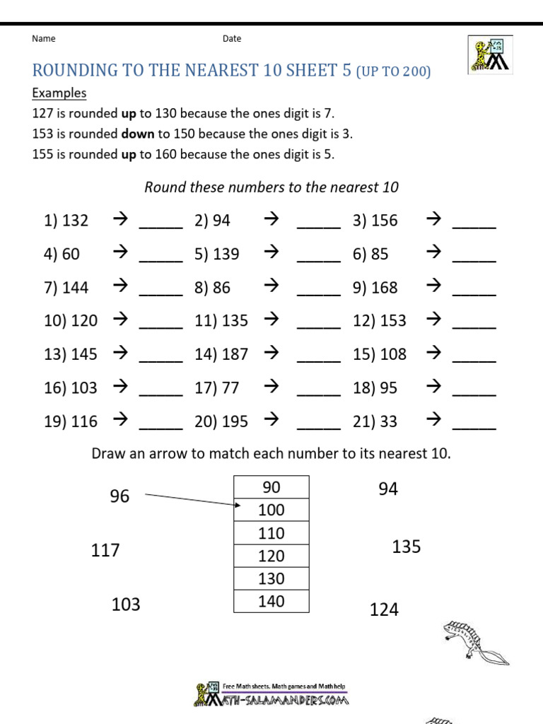 Rounding Nearest 10 5 | PDF