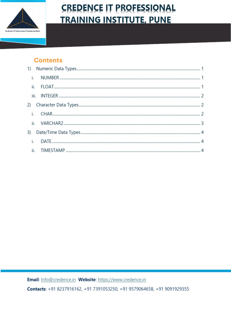 08. Oracle Database -Data Types | PDF | Data Type | Integer (Computer ... 08. Oracle Database -Data Types | PDF | Data Type | Integer (Computer ...