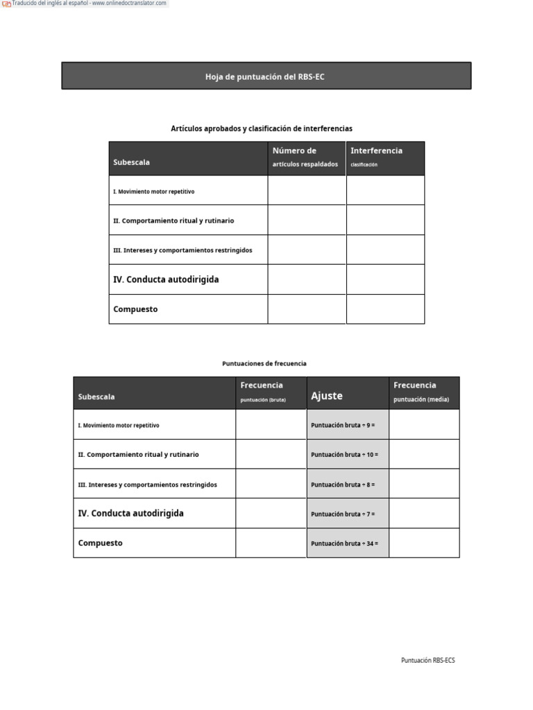 Scoring Sheet For RBS EC General Version - En.es | PDF