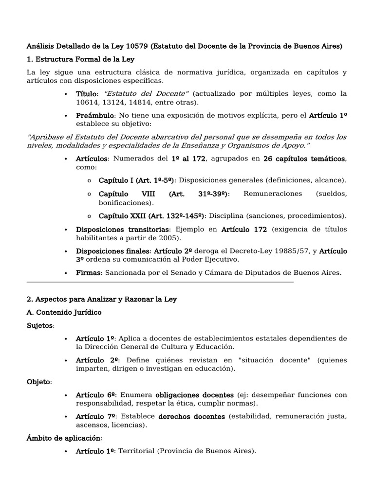 Análisis de la Ley 10579 del Docente | PDF | Maestros