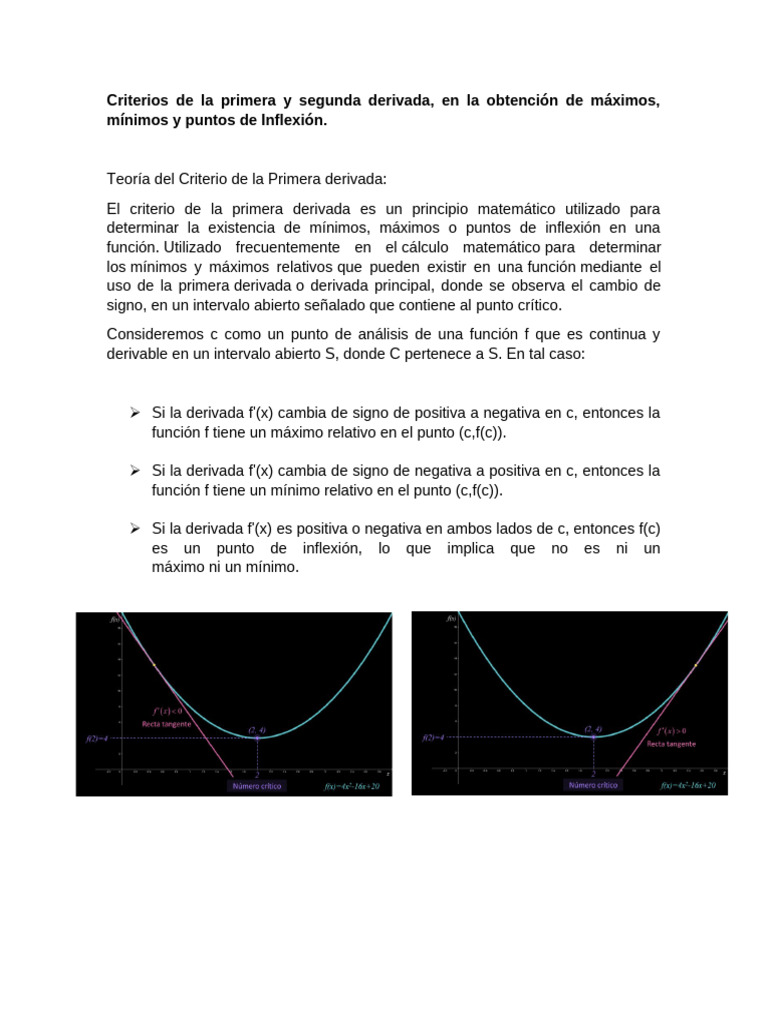Criterios de la primera y segunda derivada | PDF | Derivado | Cálculo
