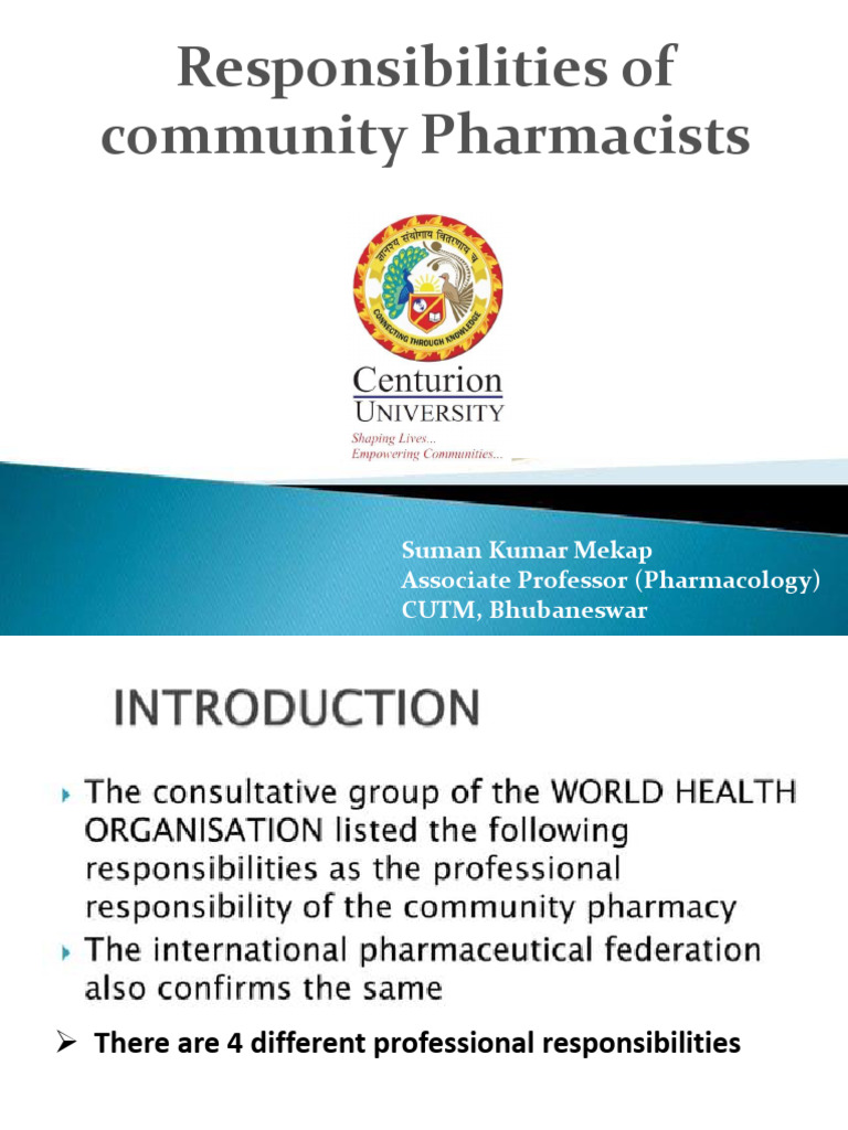 Community Pharmacist Professional Responsibilities | PDF