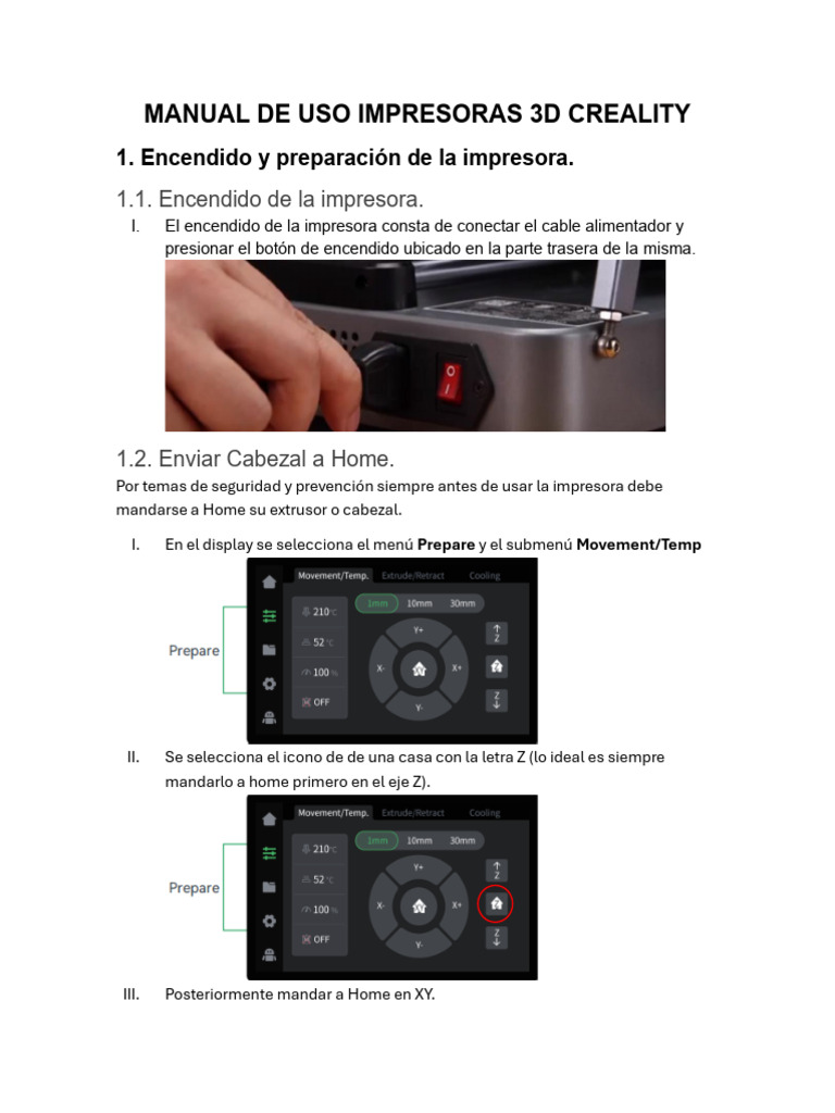 Manual de Uso Impresoras 3D Creality | PDF | Impresora (Computación ...