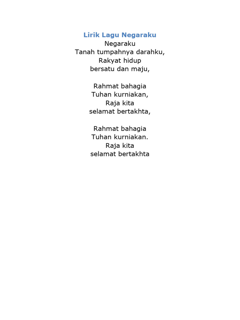 Lirik Lagu Negaraku | PDF