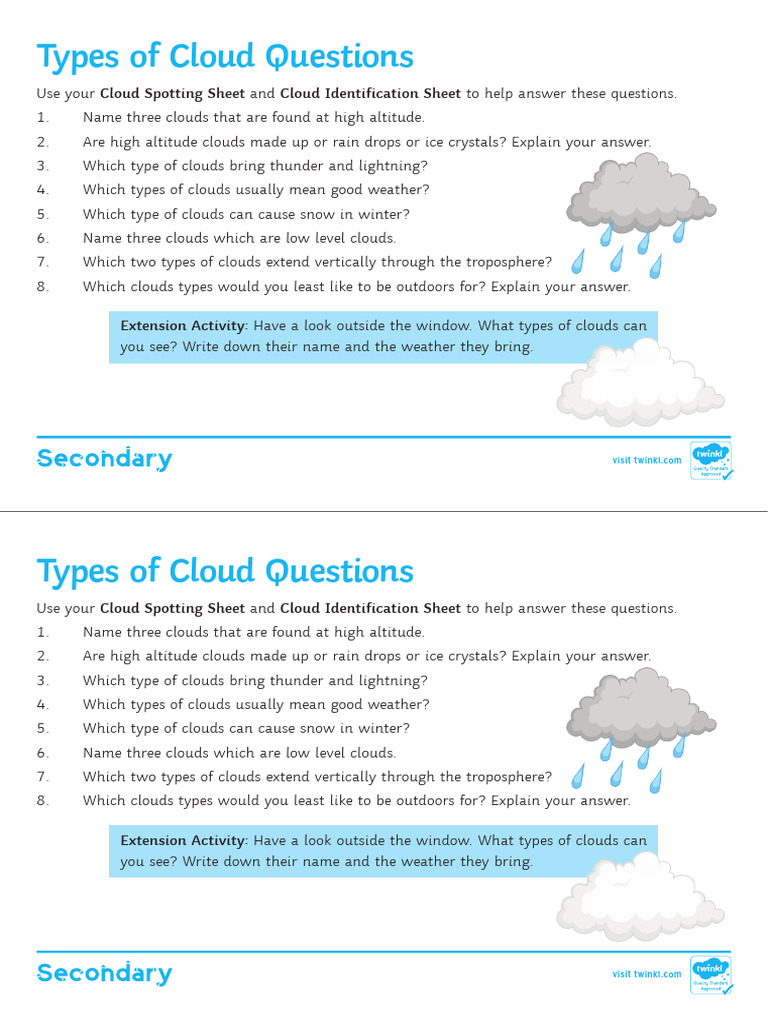 Types of Clouds Questions | PDF | Cloud | Applied And Interdisciplinary ...
