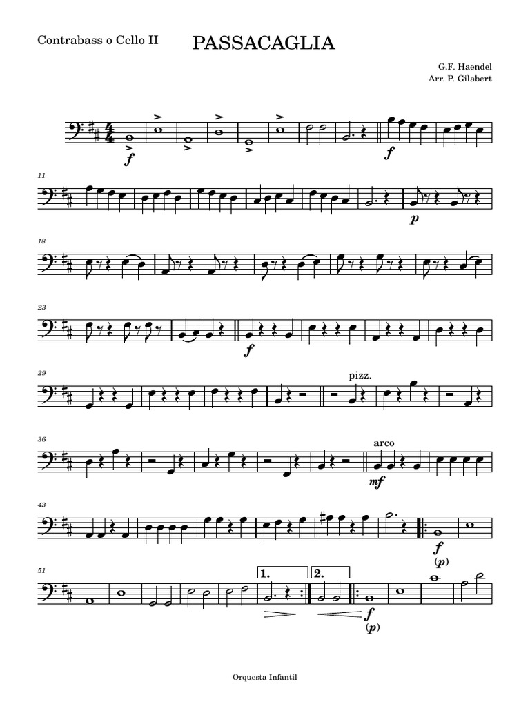 PASSACAGLIA-Contrabass o Cello II | PDF | String Instruments | Chordophones