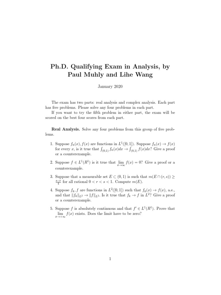 Analysis Qual Spring 20 | PDF