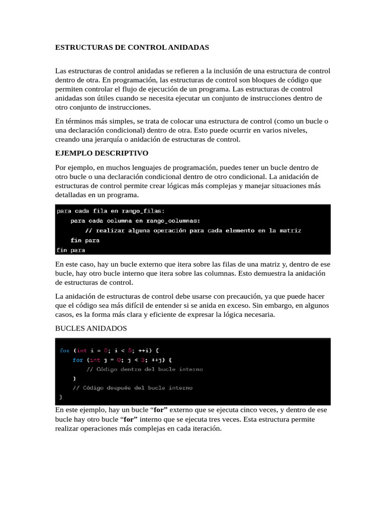 Estructuras de Control Anidadas | PDF