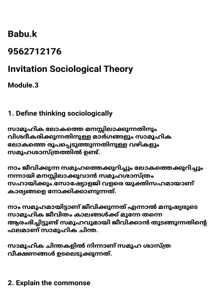 6 TH Sem Invitation Sociological Theory Module.3 | PDF