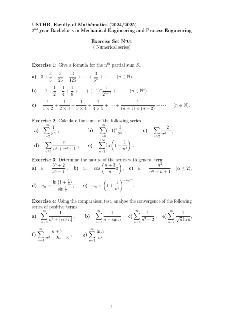 TS 1 Numerical series | PDF | Mathematical Objects | Functions And Mappings
