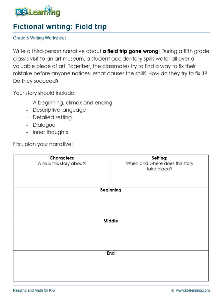 Grade 5 Narrative Writing: Field Trip | PDF