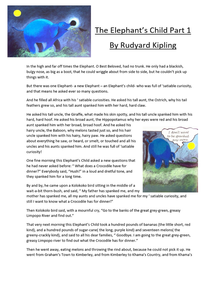The Elephant's Child Part 1 by Rudyard Kipling | PDF | Elephant | Zoology