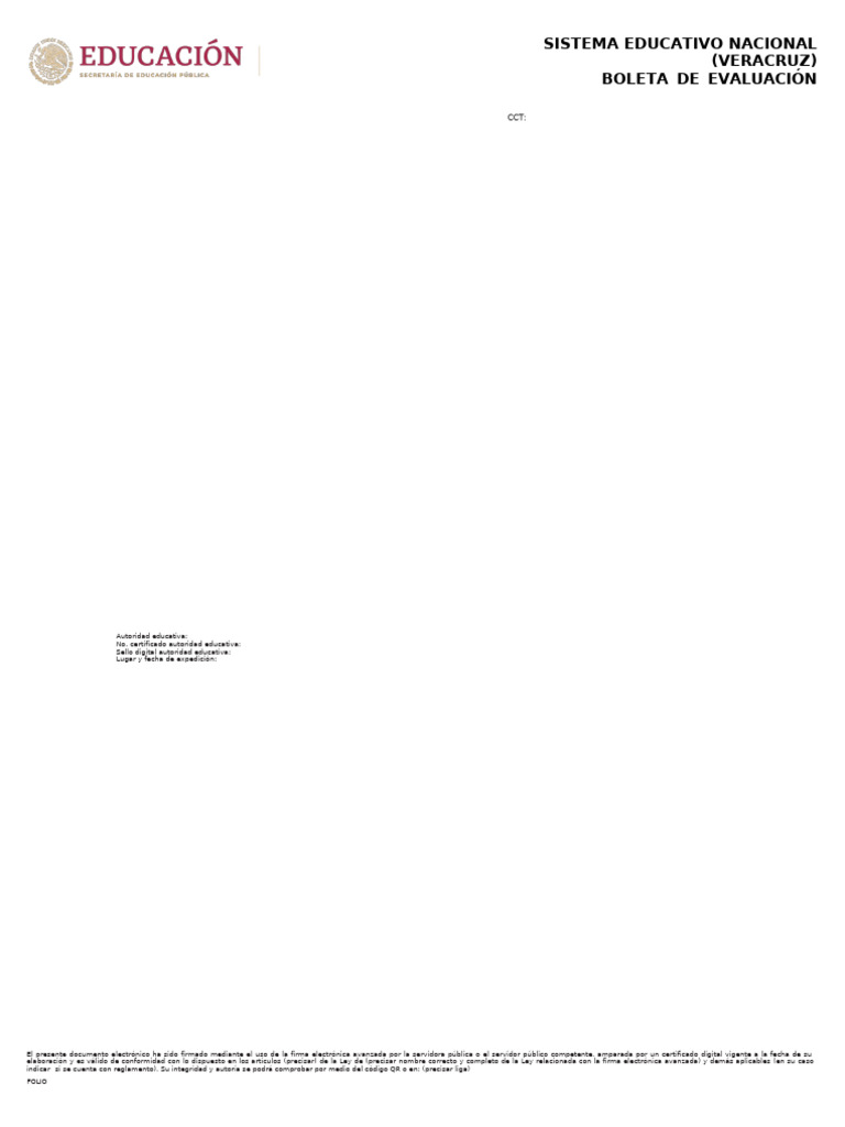 Formato de Boleta de Calificaciones 2025 | PDF | Educación primaria ...