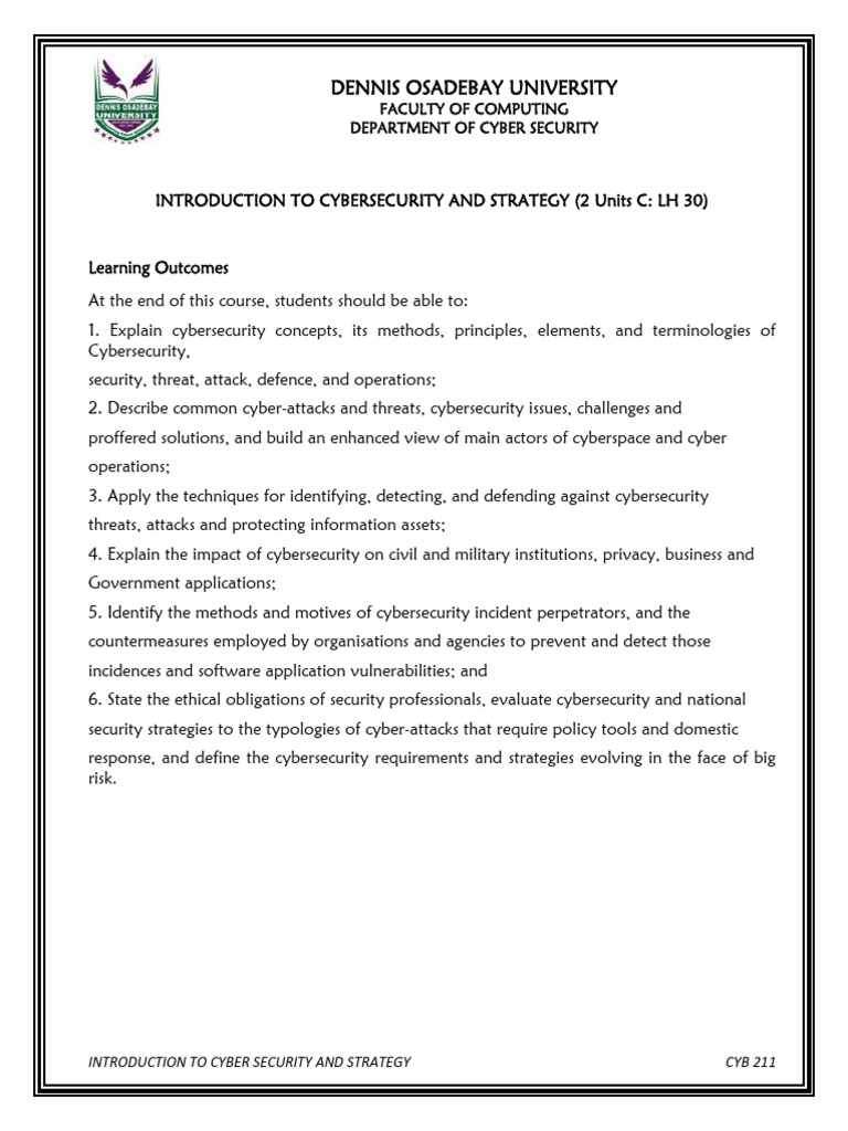 Cyb 211-Course Introduction | PDF | Computer Security | Security