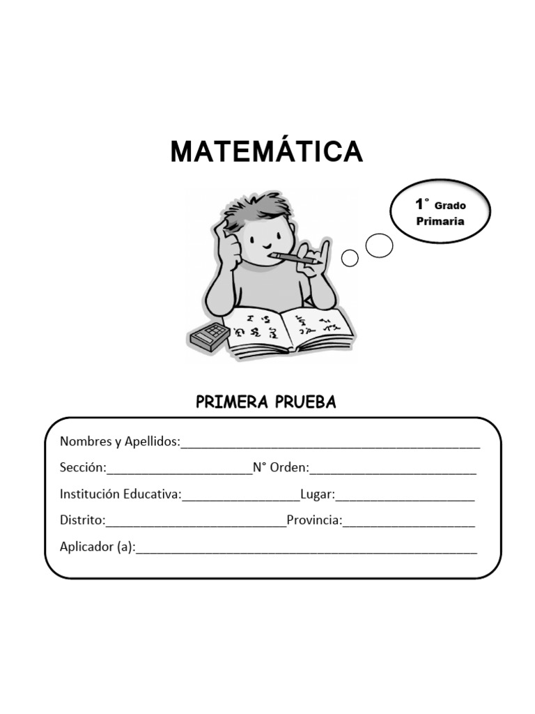 Prueba de Matemáticas para 1° Grado | PDF