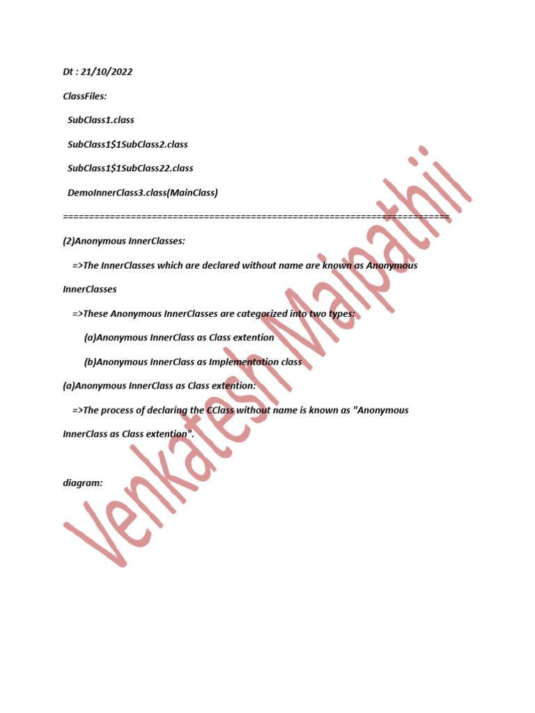 Class Running Notes 21st Oct | PDF | Java (Programming Language ...