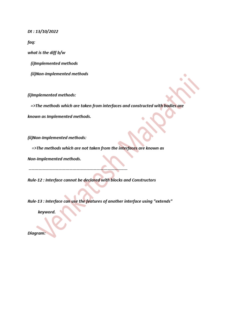 Class Running Notes 13th Oct Pdf Constructor Object Oriented Programming Programming