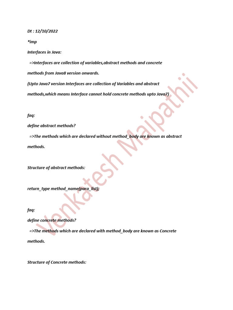 Class Running Notes 12th Oct Pdf Class Computer Programming Method Computer Programming