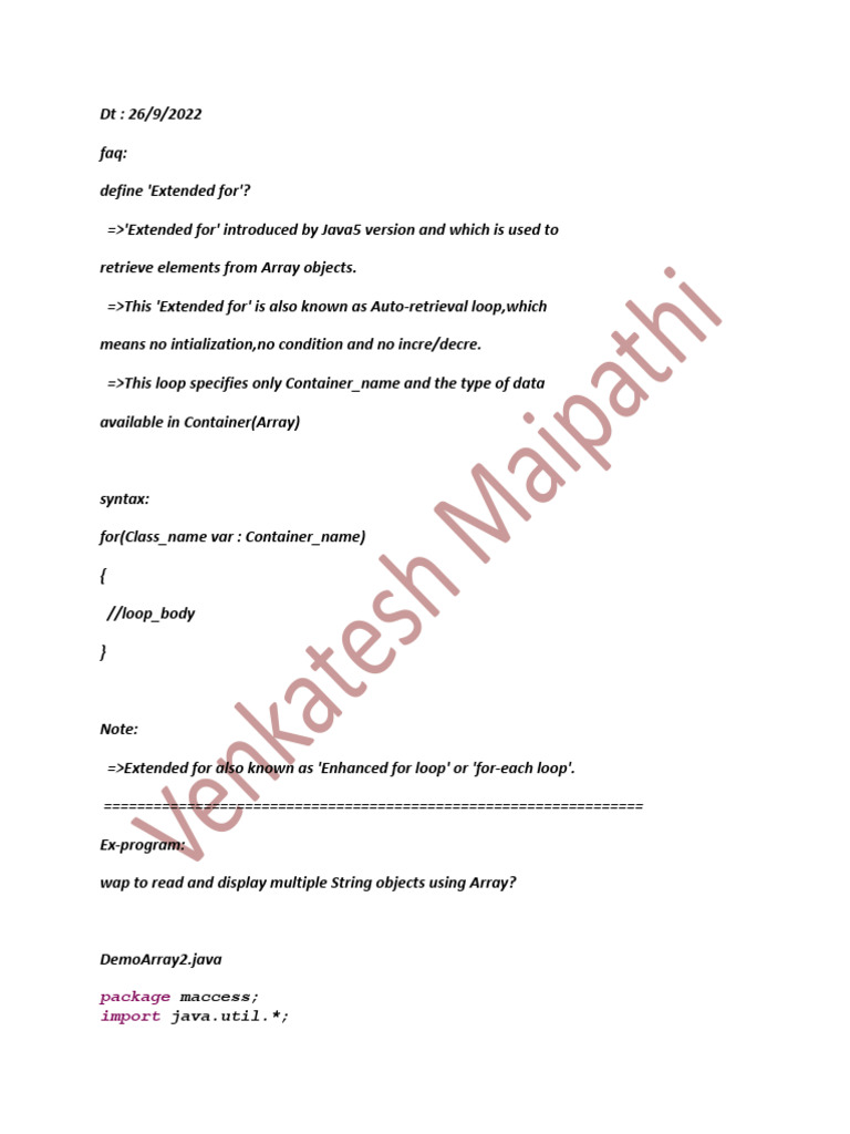 Class Running Notes 26th Sept Pdf Computer Science Object Oriented Programming