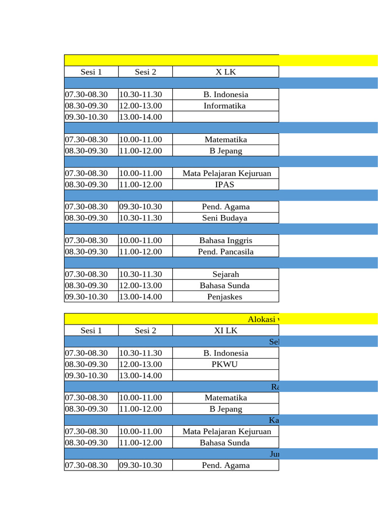 Jadwal Ujian ASAS 2024. | PDF