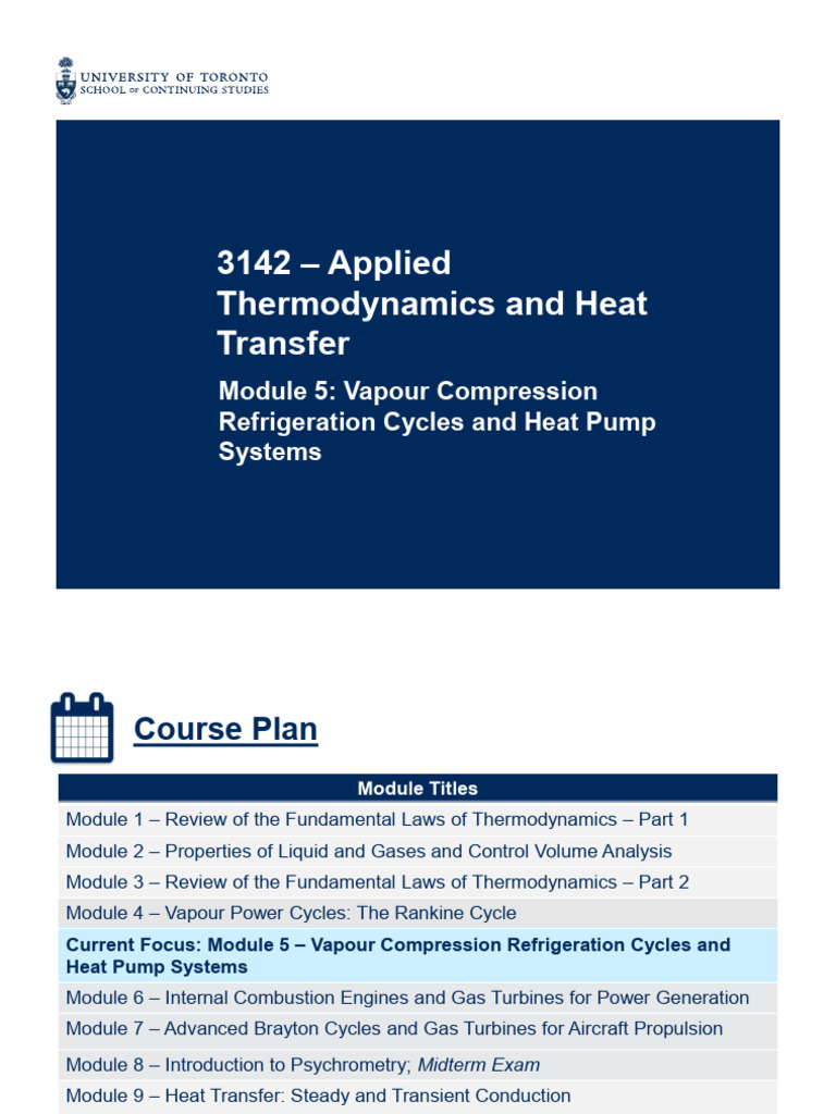 3142 - Module 5 - Vapour Compression Refrigeration Cycles and Heat Pump ...