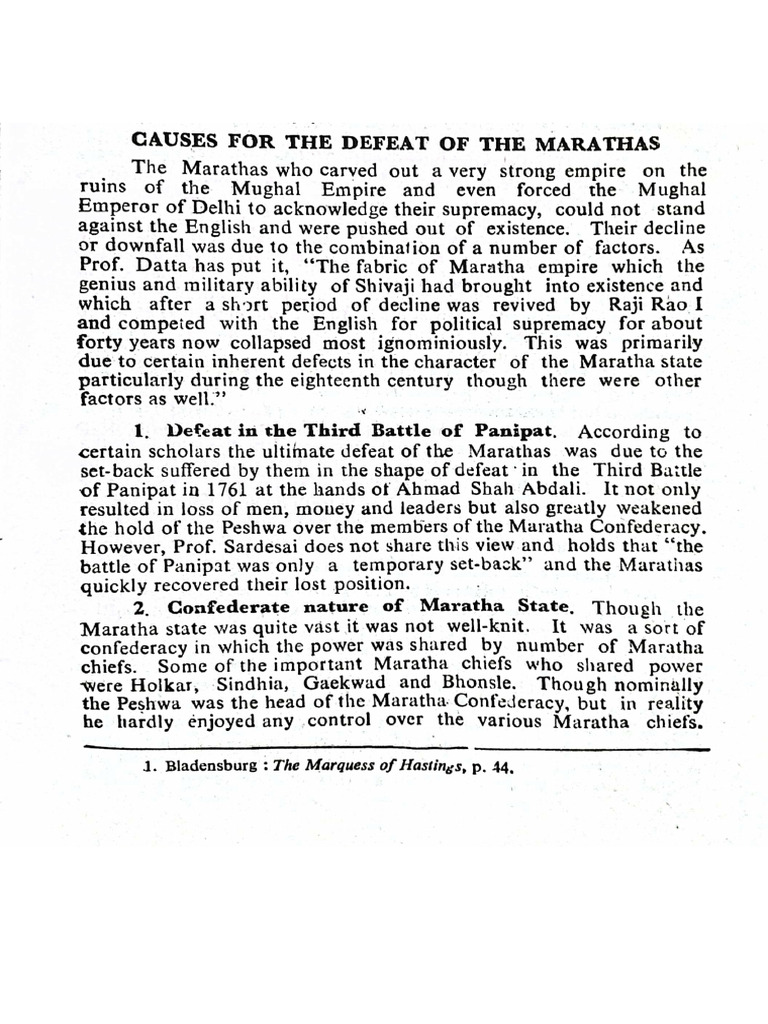 UNIT-1 Downfall of Maratha Power. | PDF